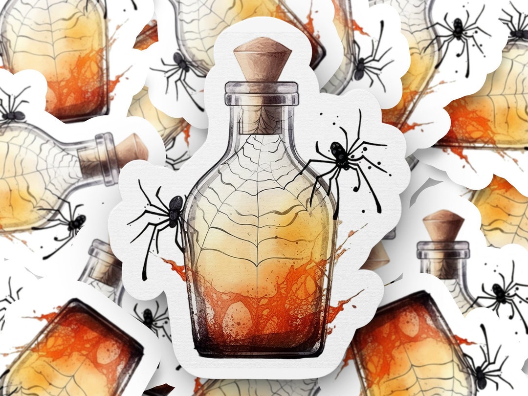 Spooky Potion Bottle Sticker, Halloween Spider Decor, Waterproof Vinyl ...