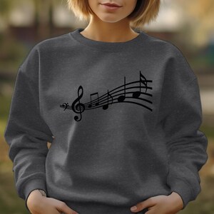 Music Note Treble Clef T-shirt or Sweatshirt, Melody Line Art Tee ...