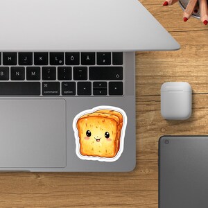 Cute Toast Sticker, Kawaii Breakfast Food Die Cut Sticker, Laptop ...