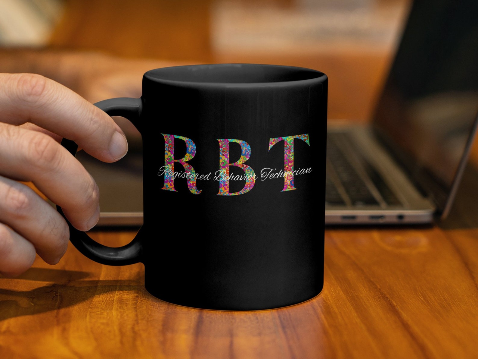 Colorful RBT Letters Mug, Artistic Rainbow Text Coffee Cup, Unique ...