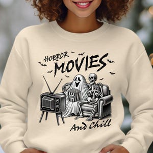 Horror Movies and Chill Graphic Tee, Spooky Halloween T-shirt or ...