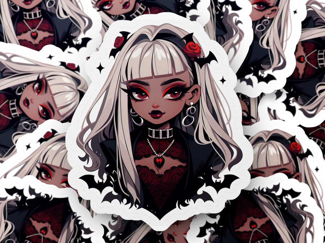 Gothic Vampire Girl Sticker, Dark Fantasy Art, Cool Laptop Decal ...