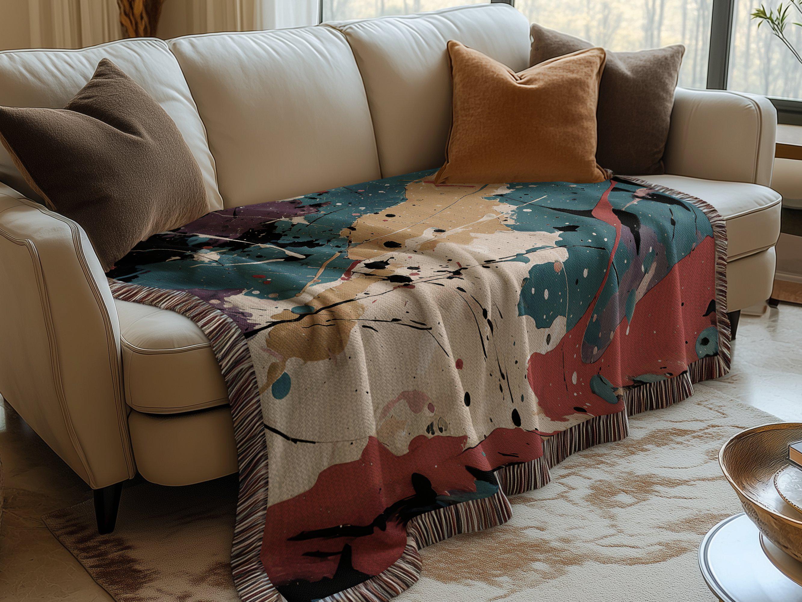 Abstract Colorful Art Print Blanket, Vibrant Splashes Design Throw ...