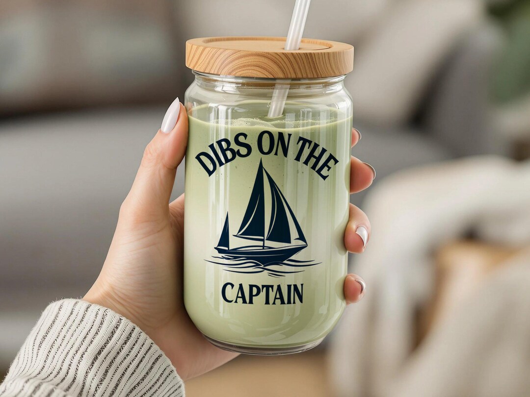 Dibs on the Captain Glass Can Tumbler, Nautical Themed Drinkware, Gift ...