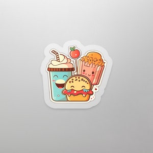 Cute Food Stickers, Kawaii Burger Fries Soda Combo, Die Cut Sticker ...