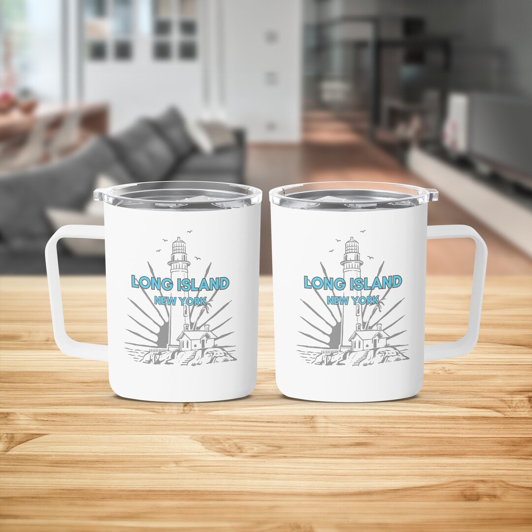 Long Island New York Lighthouse Design Insulated 10 Oz Stainless Steel ...