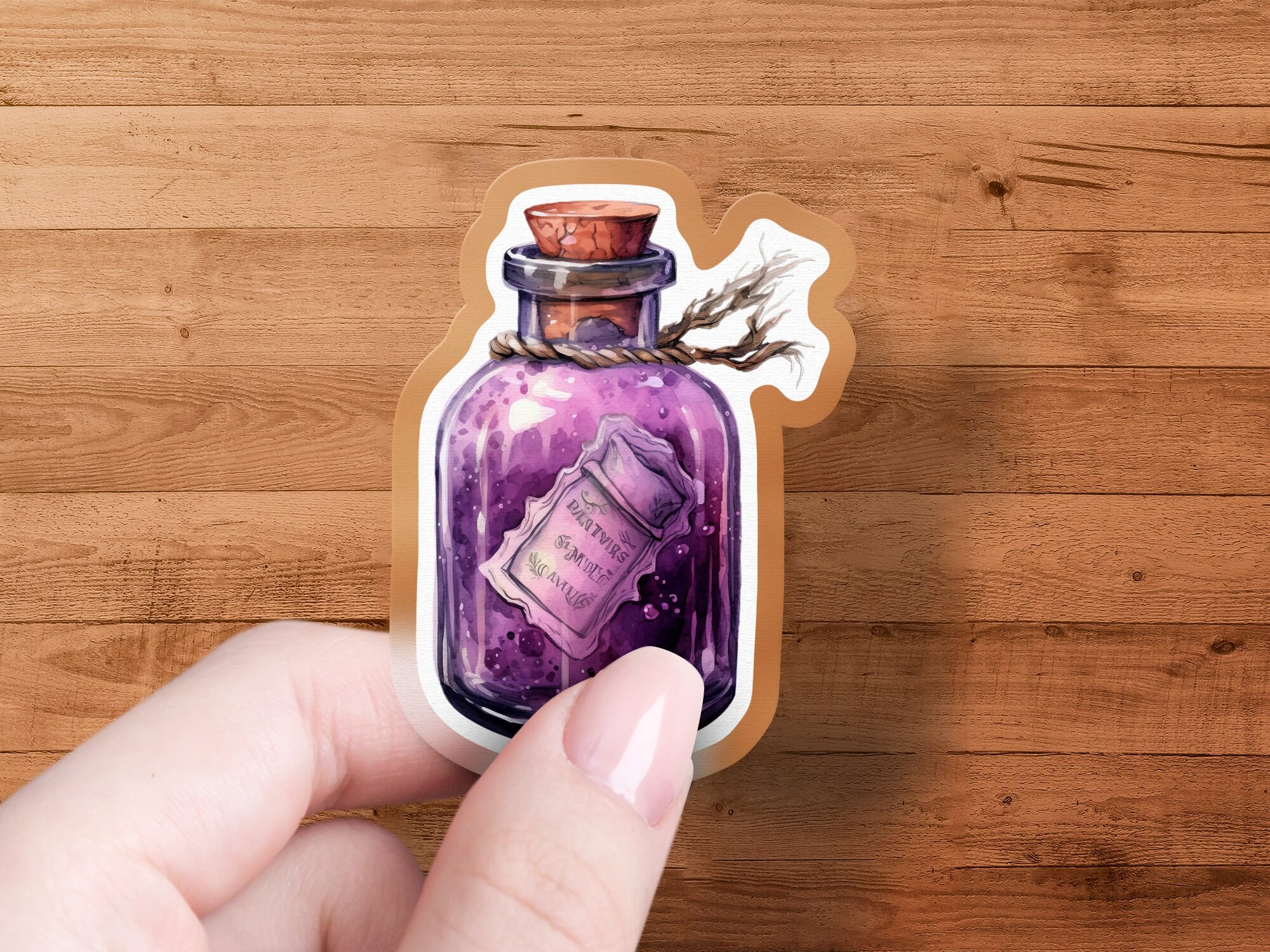 Vintage Potion Bottle Sticker, Watercolor Magical Elixir Decal, Fantasy ...