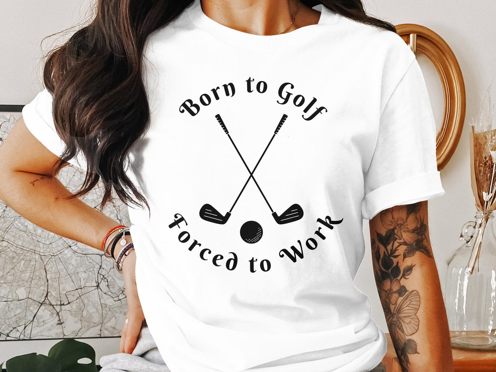 Born to Golf Forced to Work Graphic T-shirt or Sweatshirt, Funny Golf ...