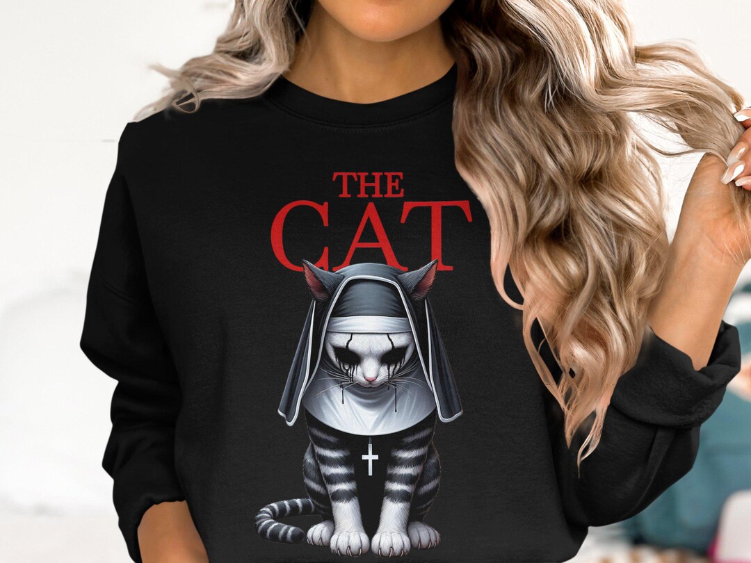 Funny Gothic the Cat T-shirt, Cute Kitten Nun Sweatshirt, Unique Cat ...