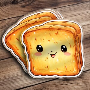 Cute Toast Sticker, Kawaii Breakfast Food Die Cut Sticker, Laptop ...