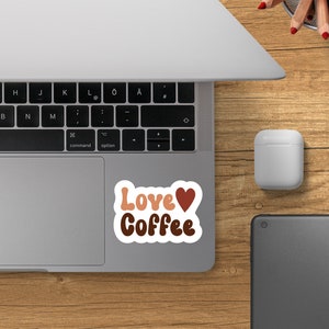 Love Coffee Die Cut Sticker, Aesthetic Laptop Decal, Waterproof Trendy ...