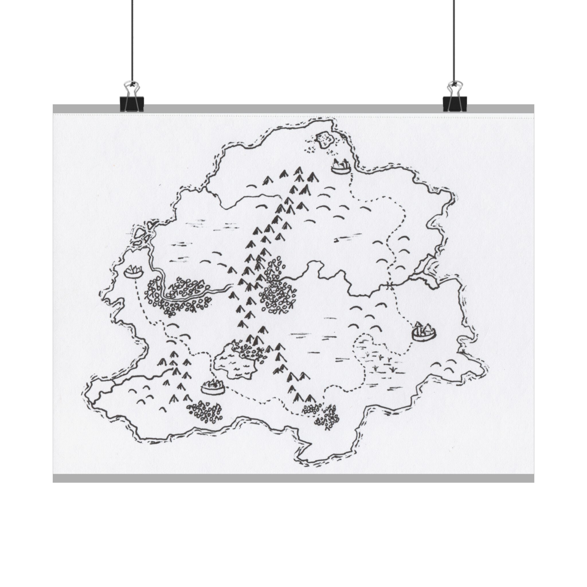 Enchanted Isles: Hand-drawn Fantasy Map of a Mystical Island - Etsy