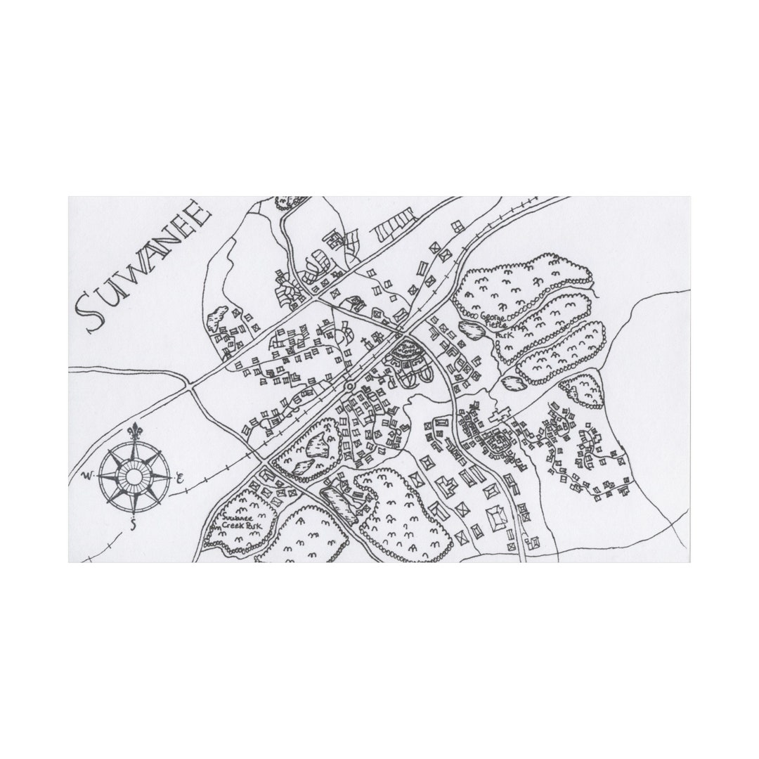 Hand-drawn Fantasy Map of Suwanee, Georgia Whimsical Art Print - Etsy