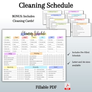 Editable Cleaning Checklist, Schedule, Cleaning Cards, ADHD Cleaning ...
