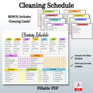Editable Cleaning Planner, Schedule, Cleaning Cards, ADHD Cleaning ...
