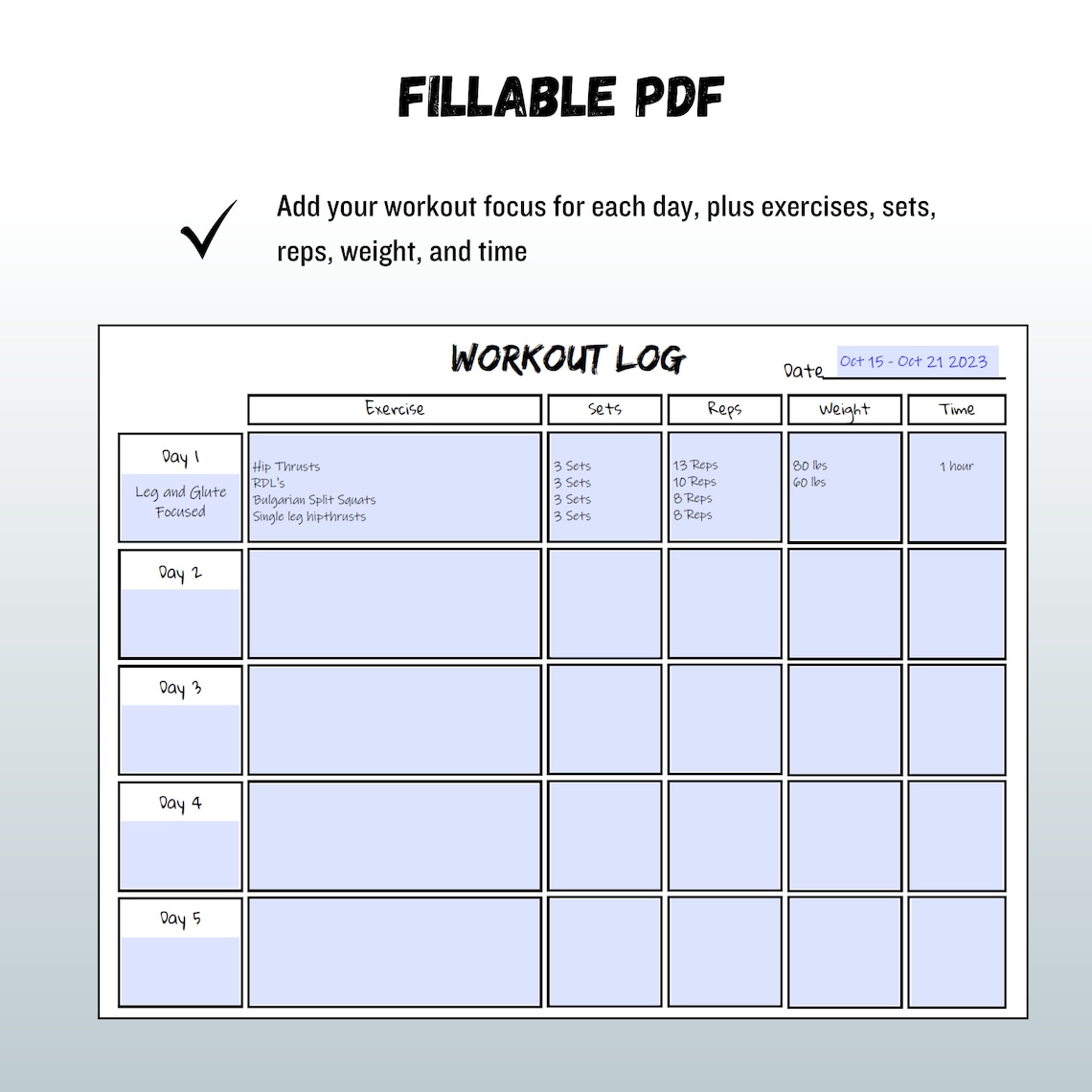 Workout Log, Exercise Tracker, Fitness Planner, Healthy Journal, Self ...