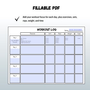 Workout Log, Exercise Tracker, Fitness Planner, Healthy Journal, Self ...