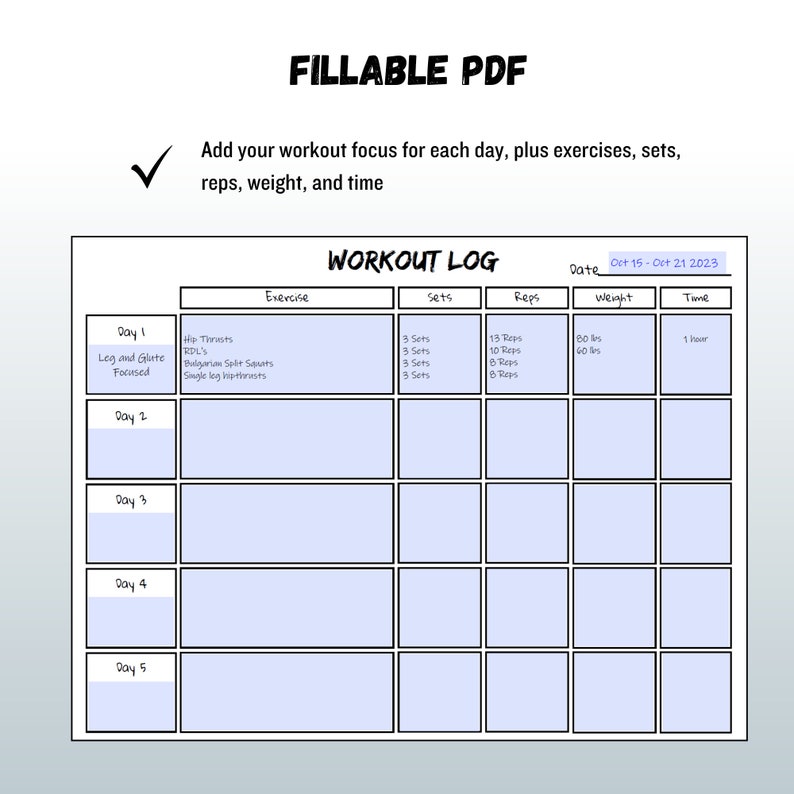 Workout Log, Exercise Tracker, Fitness Planner, Healthy Journal, Self ...