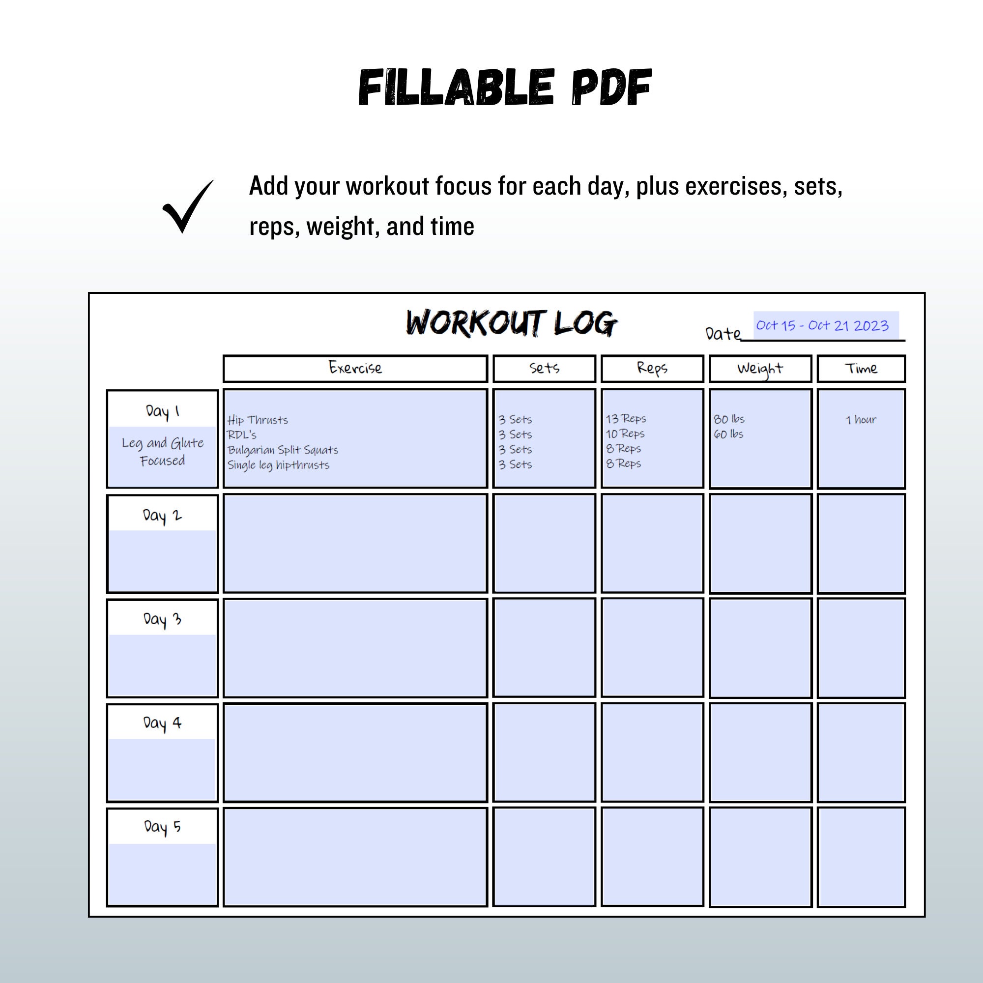 Workout Log, Exercise Tracker, Fitness Planner, Healthy Journal, Self ...