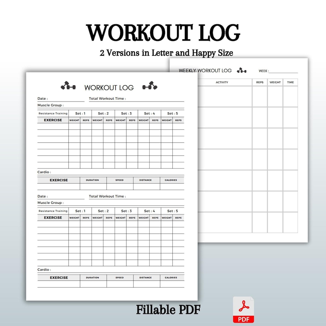 Workout Log, Exercise Tracker, Fitness Planner, Daily Exercise Journal ...