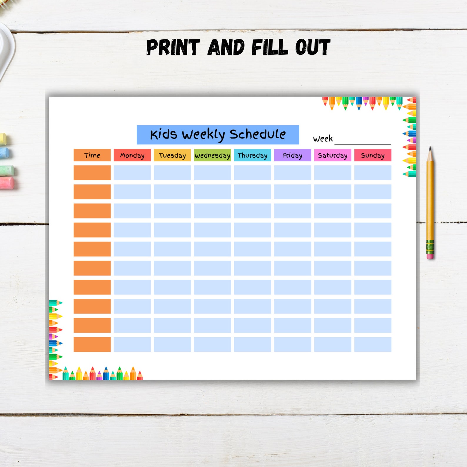 Editable Kids Weekly Planner, Weekly Schedule, PDF, Google Docs ...