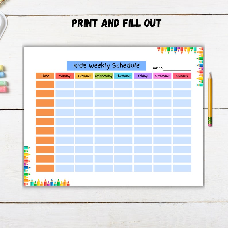 Editable Kids Weekly Planner, Weekly Schedule, PDF, Google Docs ...