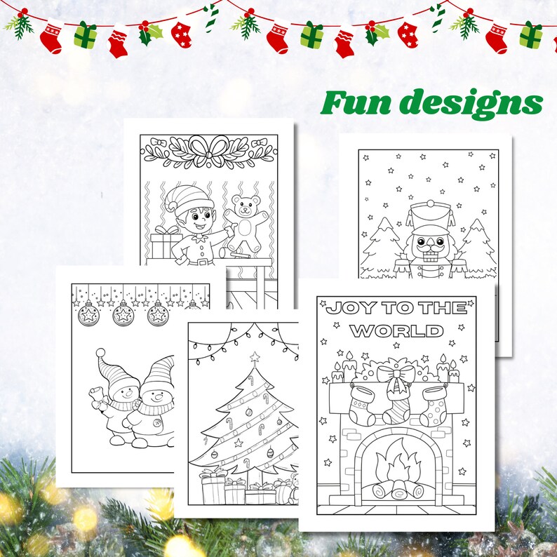 Christmas Coloring Sheets for Kids, Holiday Pages, Fun Winter Designs ...