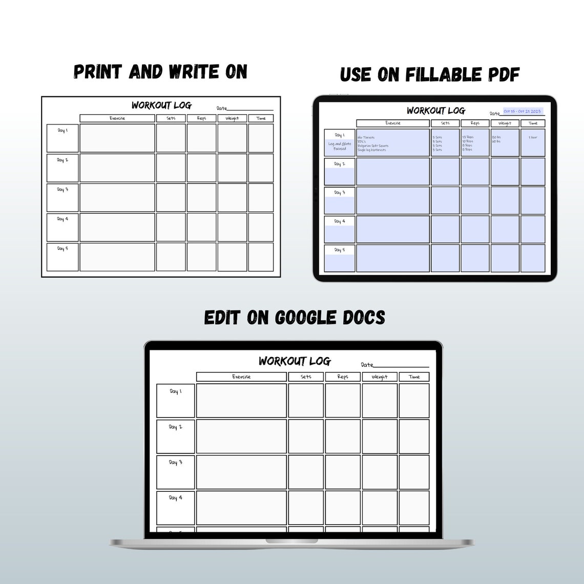 Workout Log, Exercise Tracker, Fitness Planner, Healthy Journal, Self ...