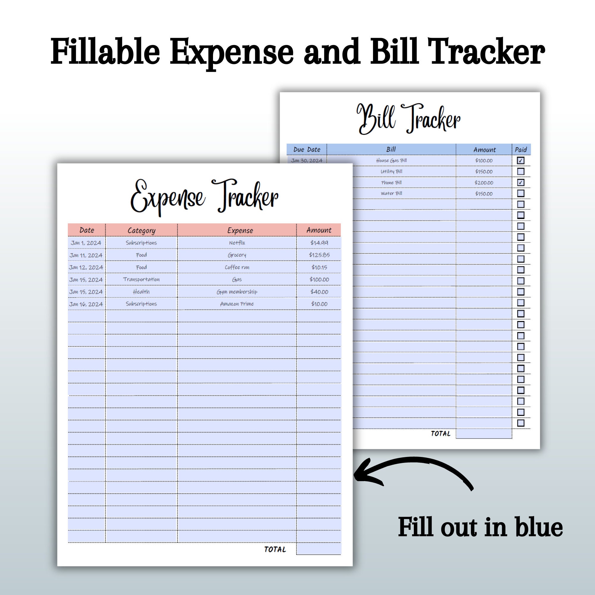 Paycheck Budget, Expense Tracker, Bill Tracker, Monthly Budget Planner ...