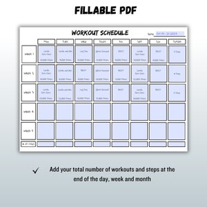 Simple Minimalist Workout Schedule, Monthly Tracker, Fillable PDF ...