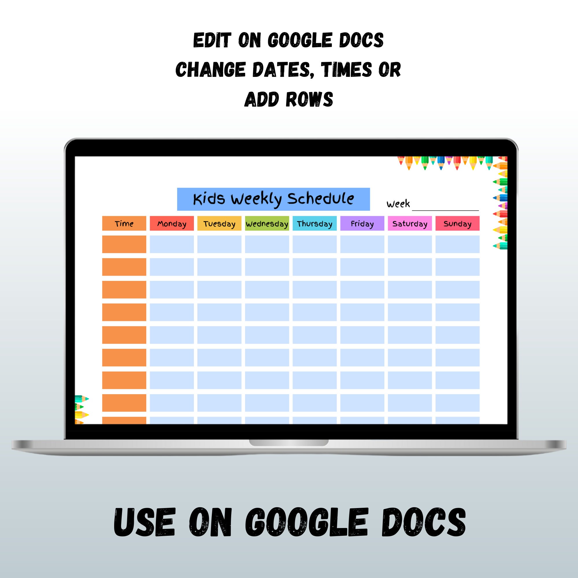 Editable Kids Weekly Planner, Weekly Schedule, PDF, Google Docs ...