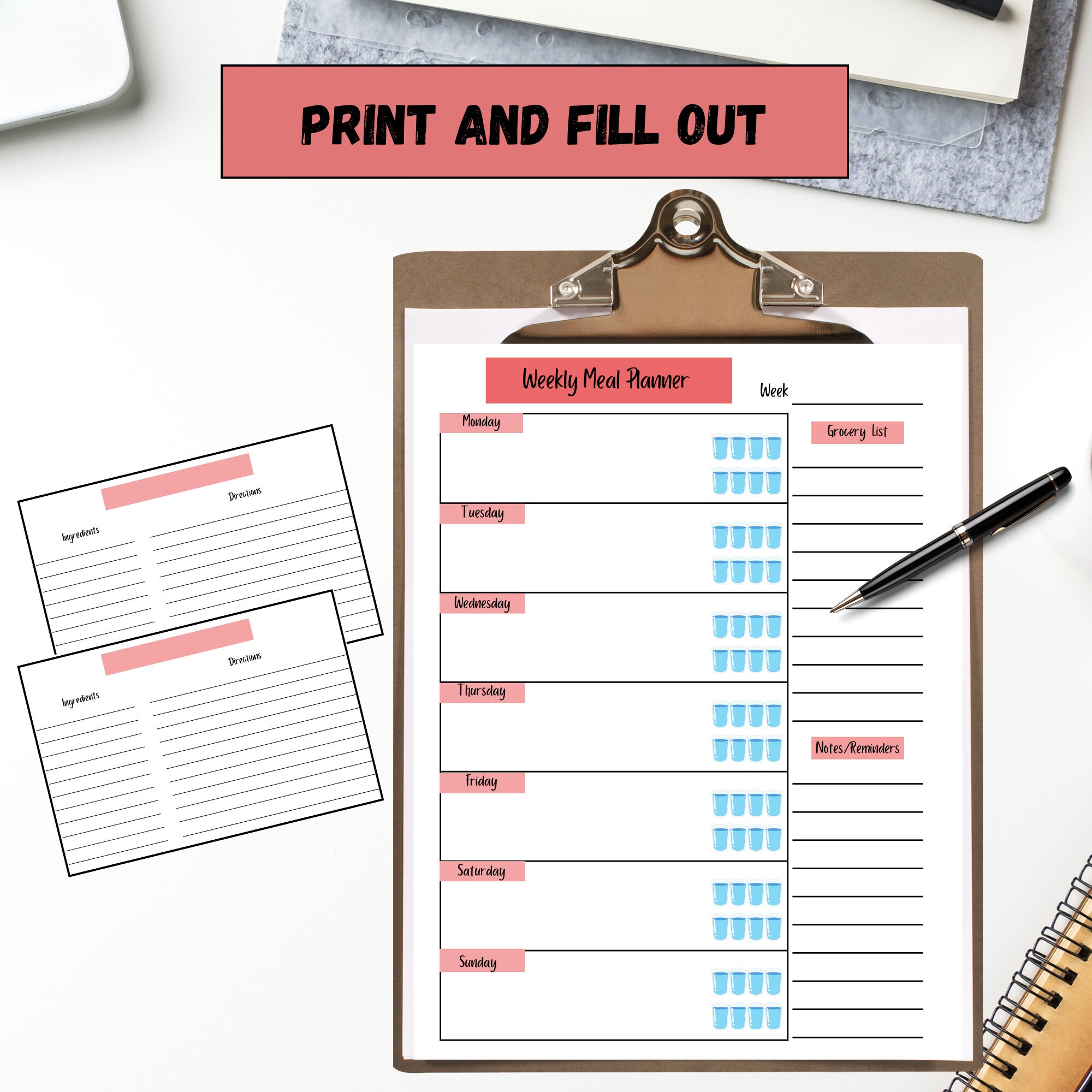 Weekly Meal Planner Editable Google Docs Fillable PDF - Etsy