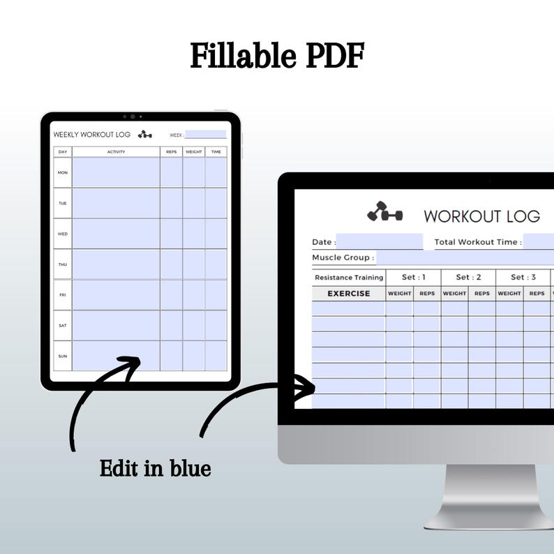 Workout Log, Exercise Tracker, Fitness Planner, Daily Exercise Journal ...
