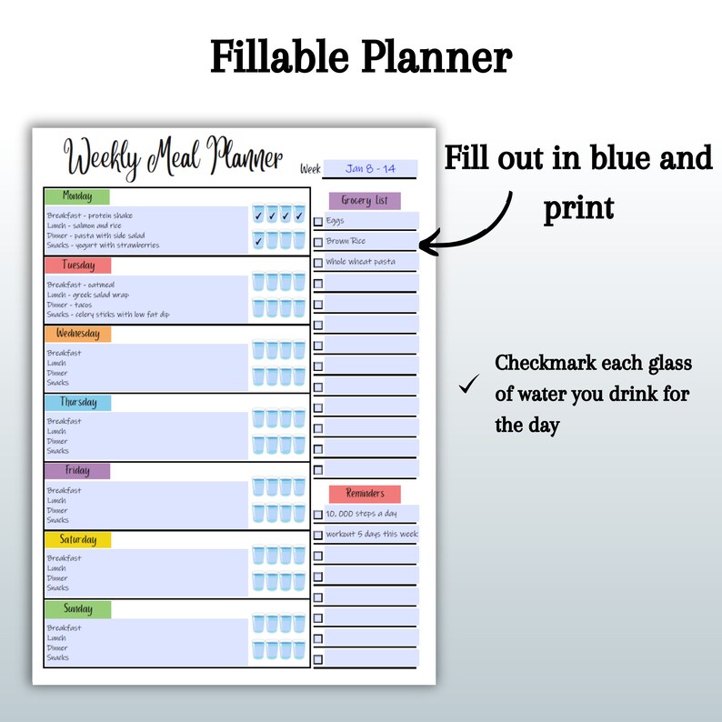 Weekly Meal Planner, Shopping List, Recipe Cards, Food Tracker, Meal ...
