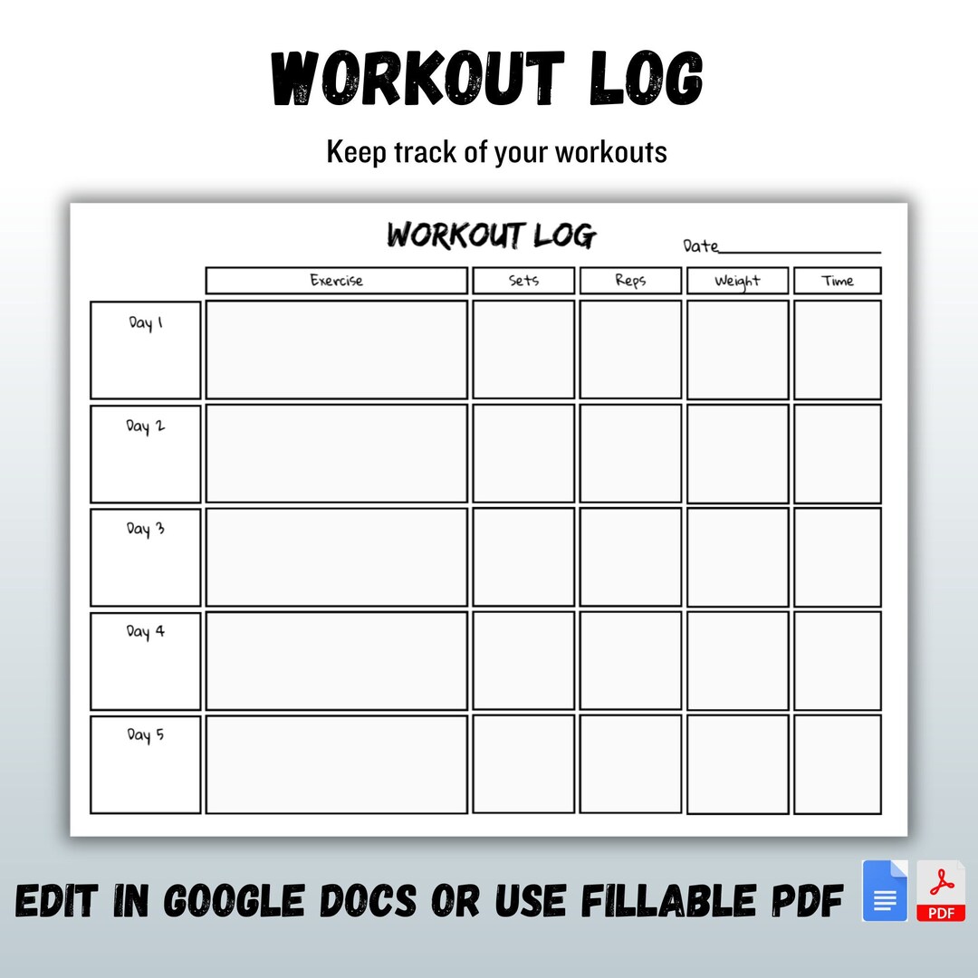 Workout Log, Exercise Tracker, Fitness Planner, Healthy Journal, Self ...