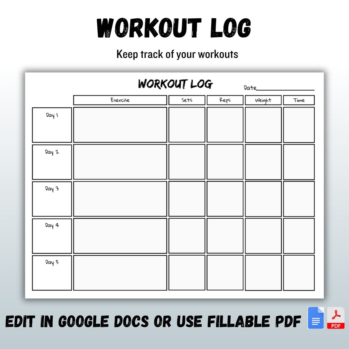 Workout Log, Exercise Tracker, Fitness Planner, Healthy Journal, Self ...