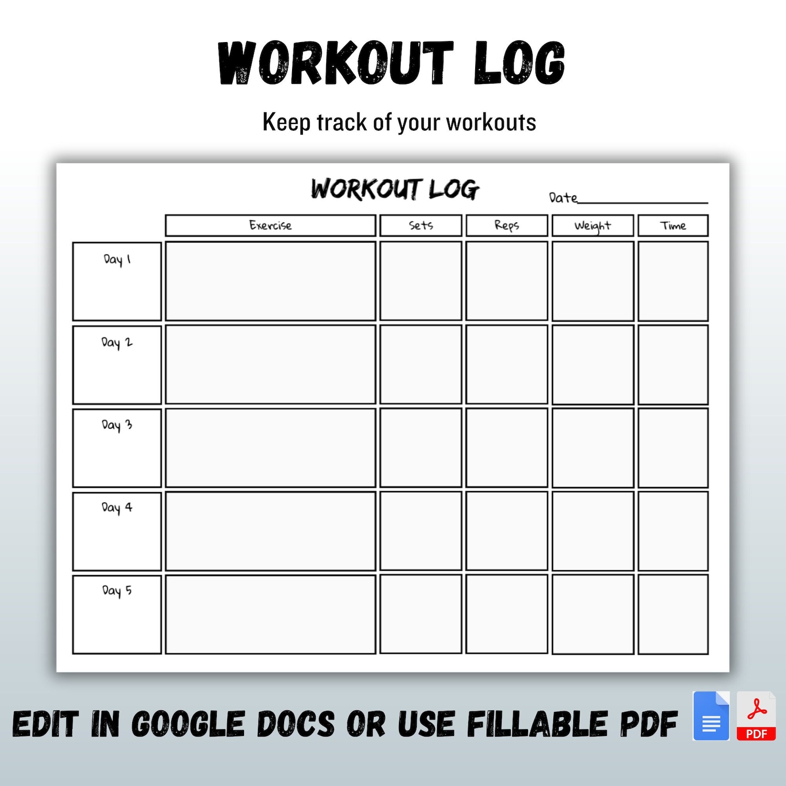 Workout Log, Exercise Tracker, Fitness Planner, Healthy Journal, Self ...