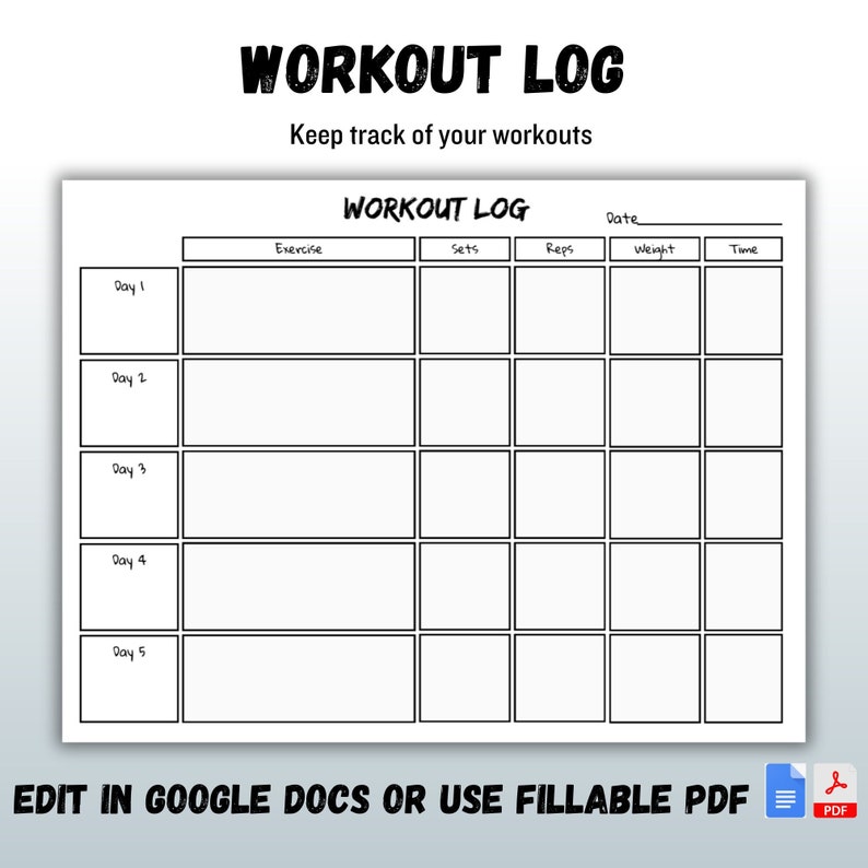 Workout Log, Exercise Tracker, Fitness Planner, Healthy Journal, Self ...