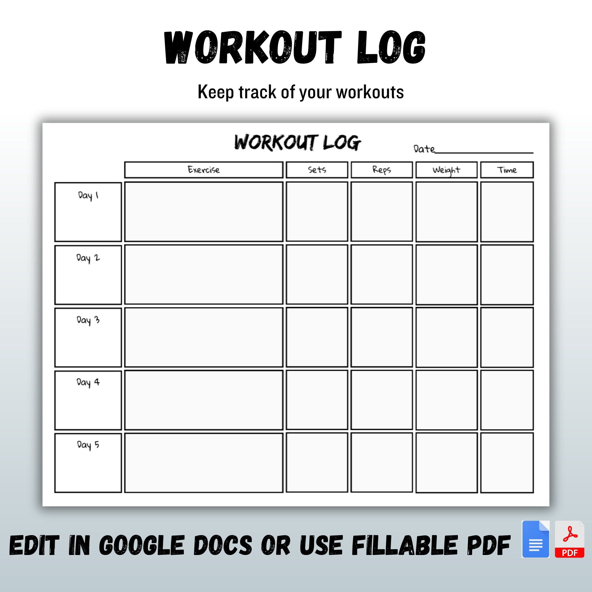Workout Log, Exercise Tracker, Fitness Planner, Healthy Journal, Self ...