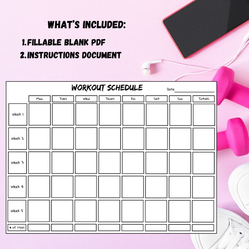 Simple Minimalist Workout Schedule, Monthly Tracker, Fillable PDF ...