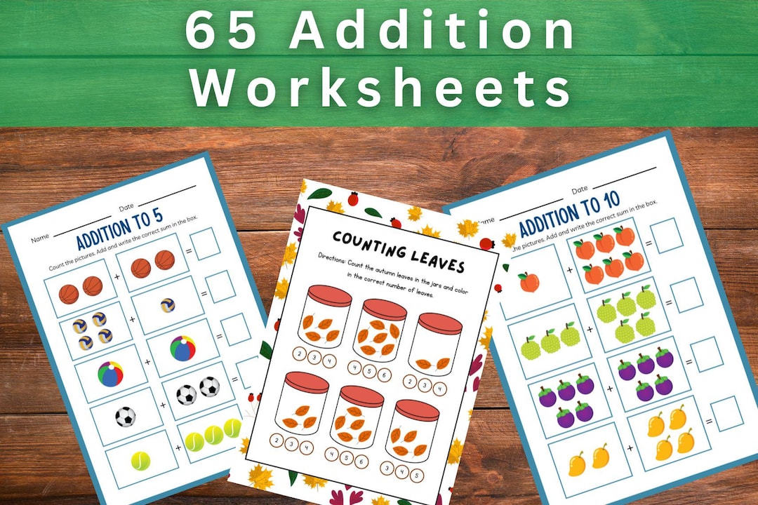 65 Colorful Addition Worksheets for Kids | Kindergarten to Grade 2 Math ...
