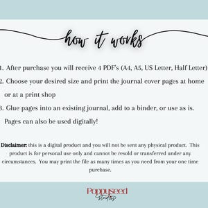 12 Month Printable Journal Cover Pages A4 + A5 PDF Digital Hand Drawn ...