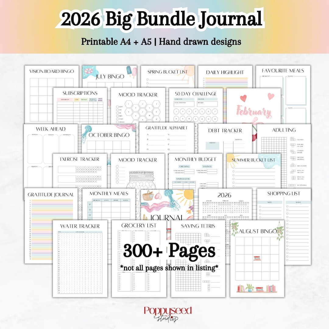 2026 Bullet Journal Printable Bujo Journal Template Aesthetic Colorful ...