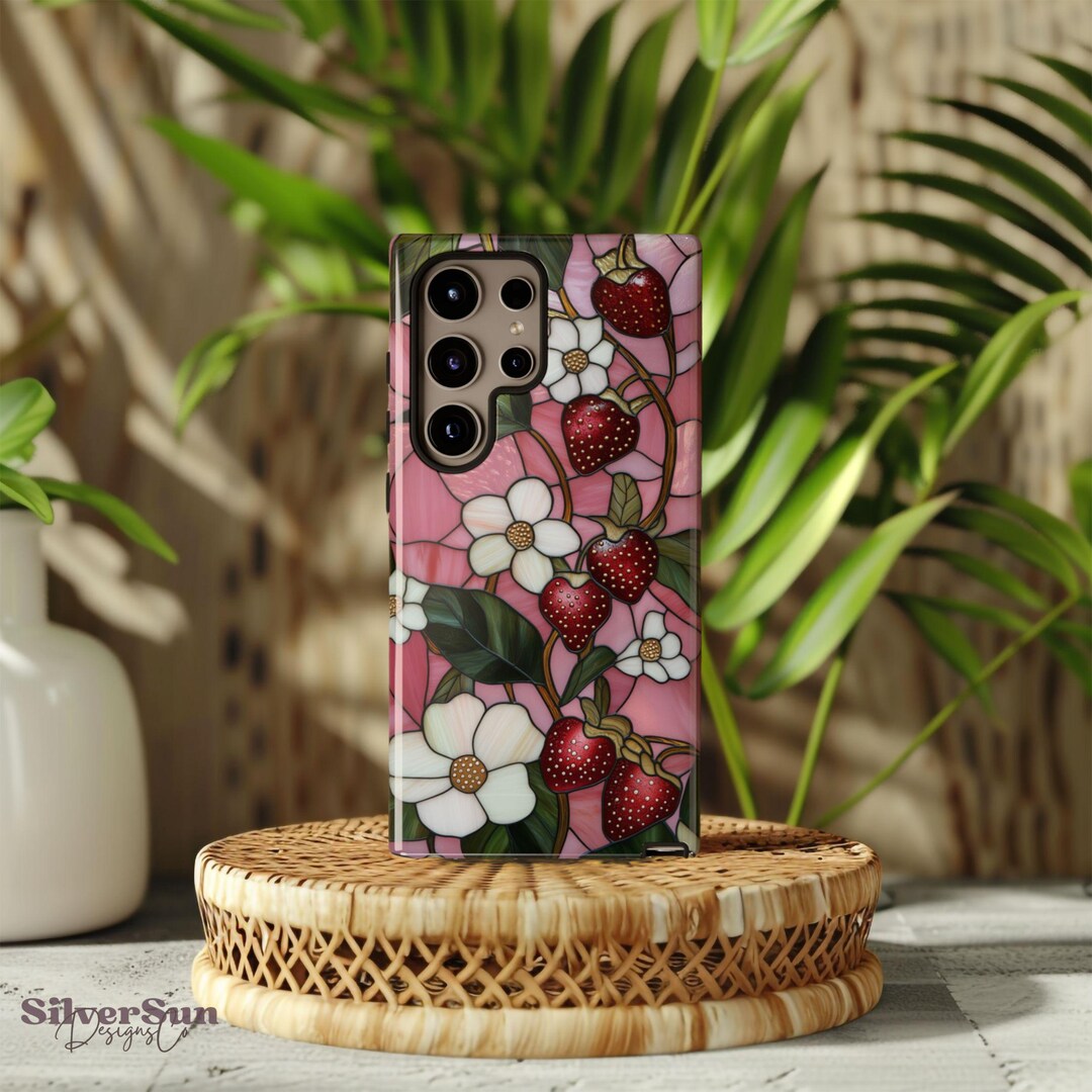 Cute Strawberry Vine Dual Layer Tough Phone Case, Samsung Galaxy S25 ...
