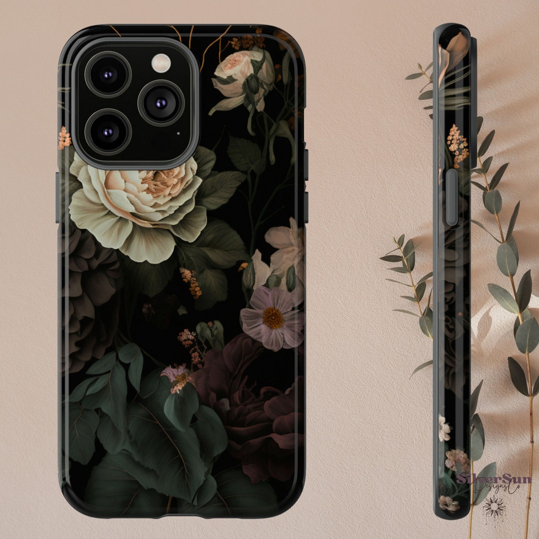 Dark Academia Aesthetic Floral Gothic Dual Layer Tough Phone Case ...