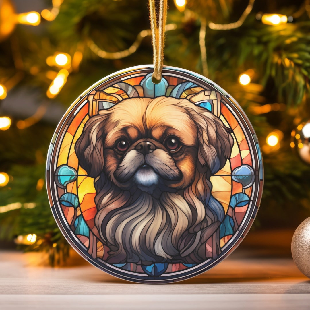 Stained Glass Effect Pekingese Ornament, Ceramic Ornament, Christmas ...