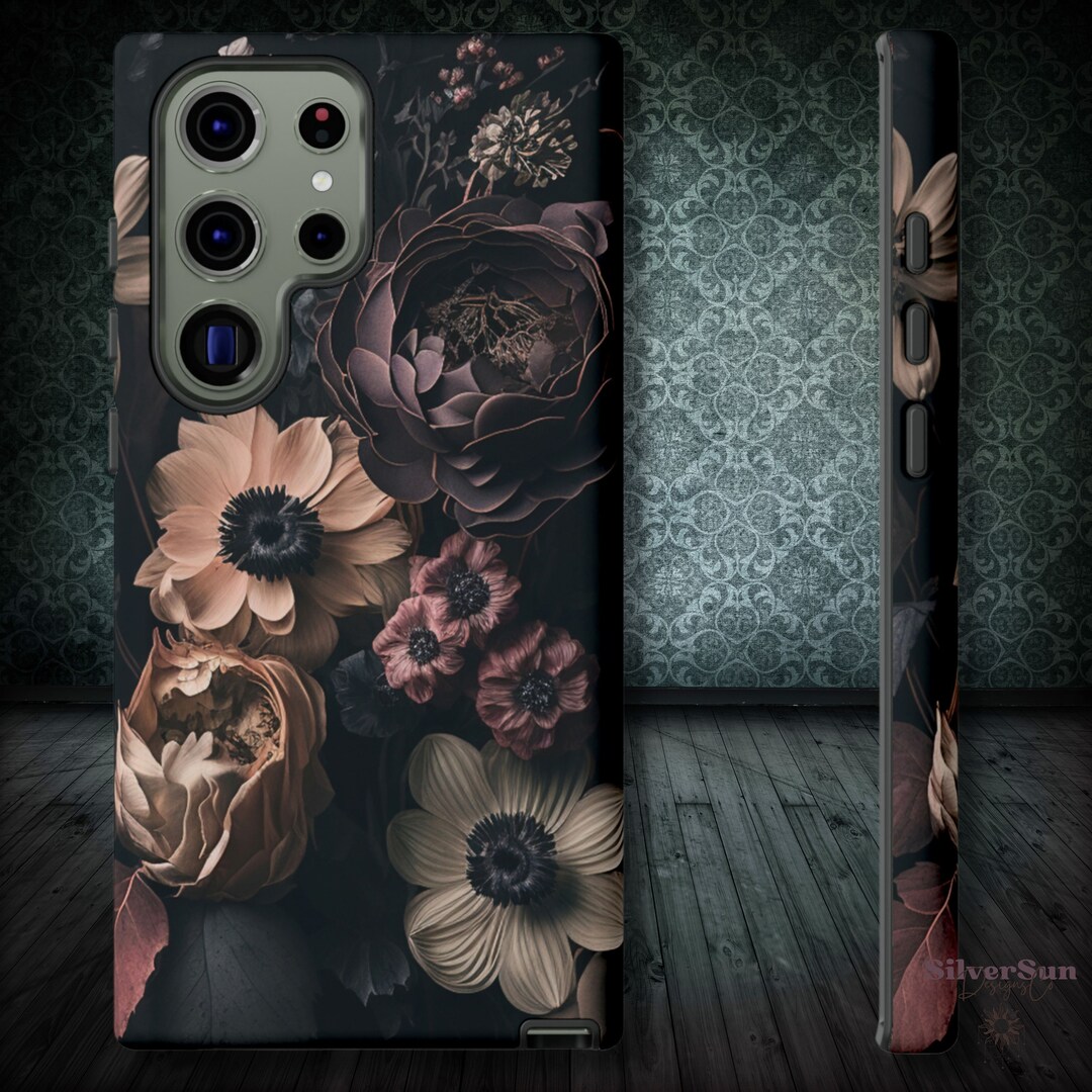 Dark Academia Aesthetic Floral Gothic Dual Layer Tough Phone Case ...