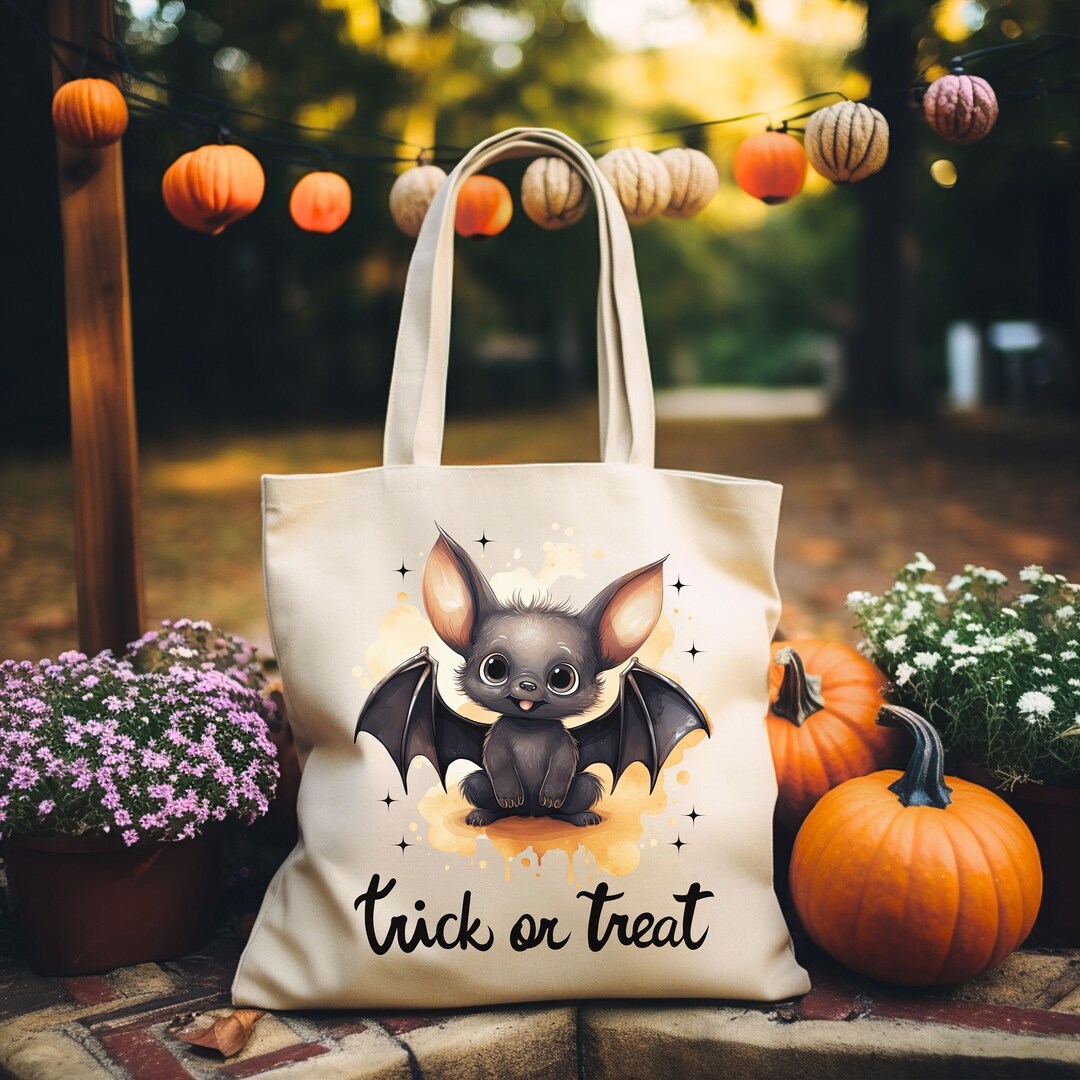 Cute Bat Trick or Treat Bag, Halloween Bag, Kid's Trick or Treat Bag ...