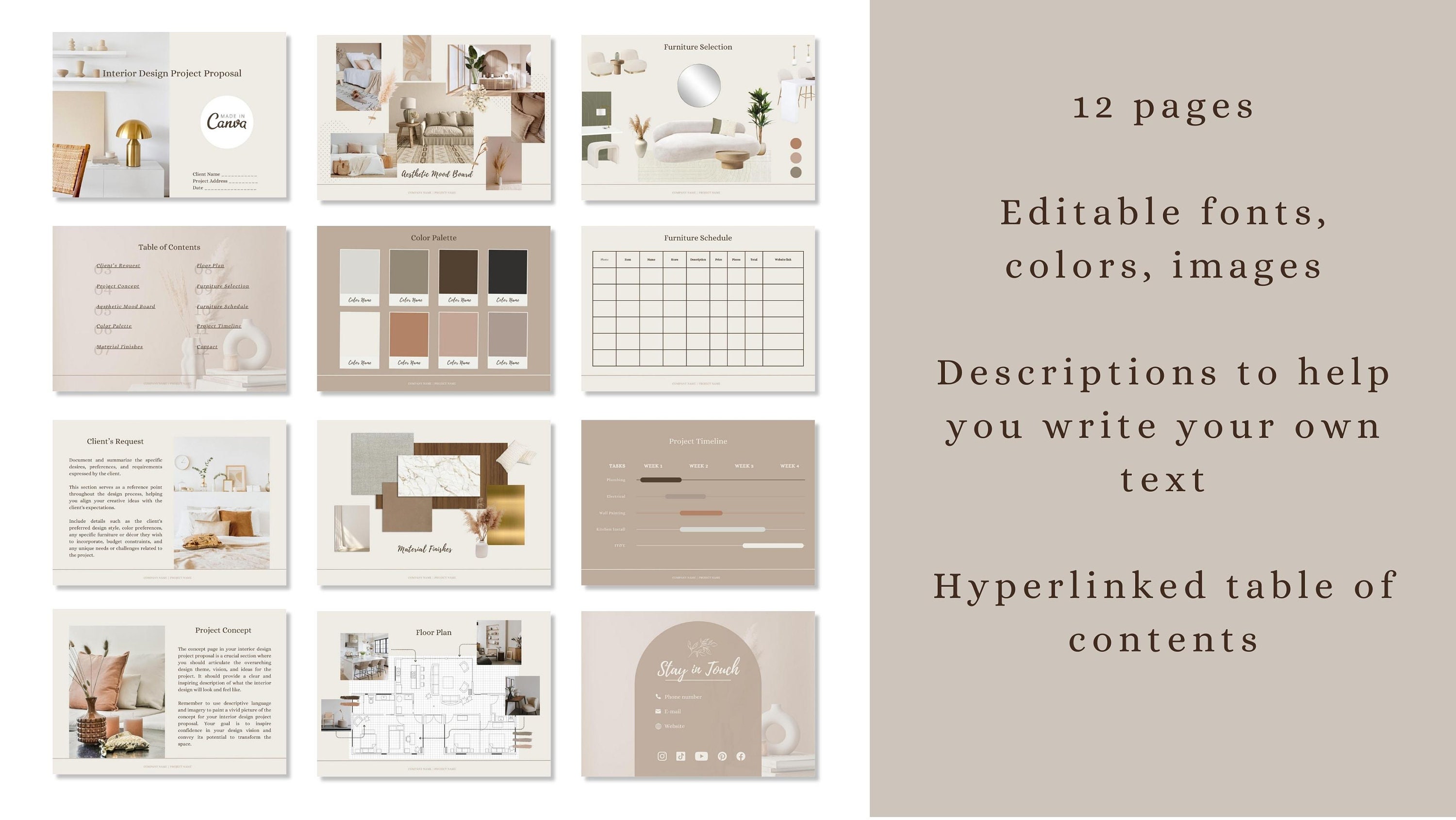 Interior Design Project Proposal Template Canva Template Templates for ...