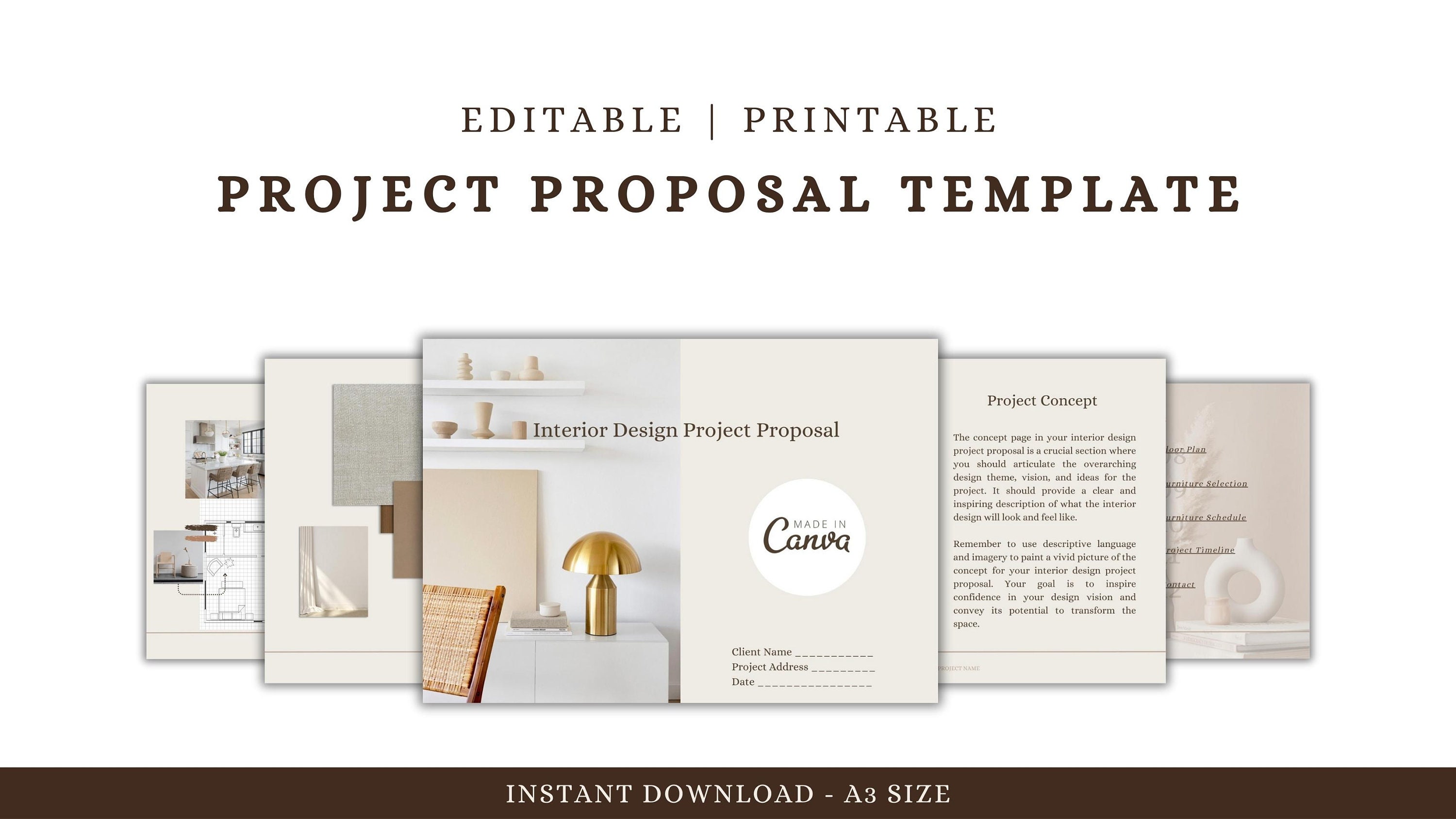 Interior Design Project Proposal Template Canva Template Templates for ...